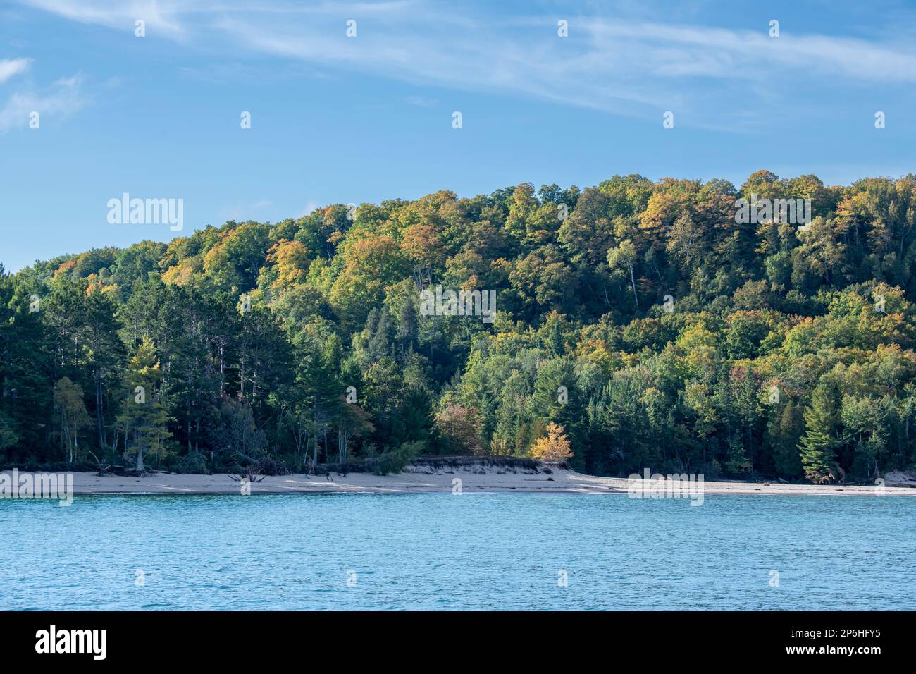 Munising, Michigan. Pictured Rocks National Lakeshore on Lake Superior ...