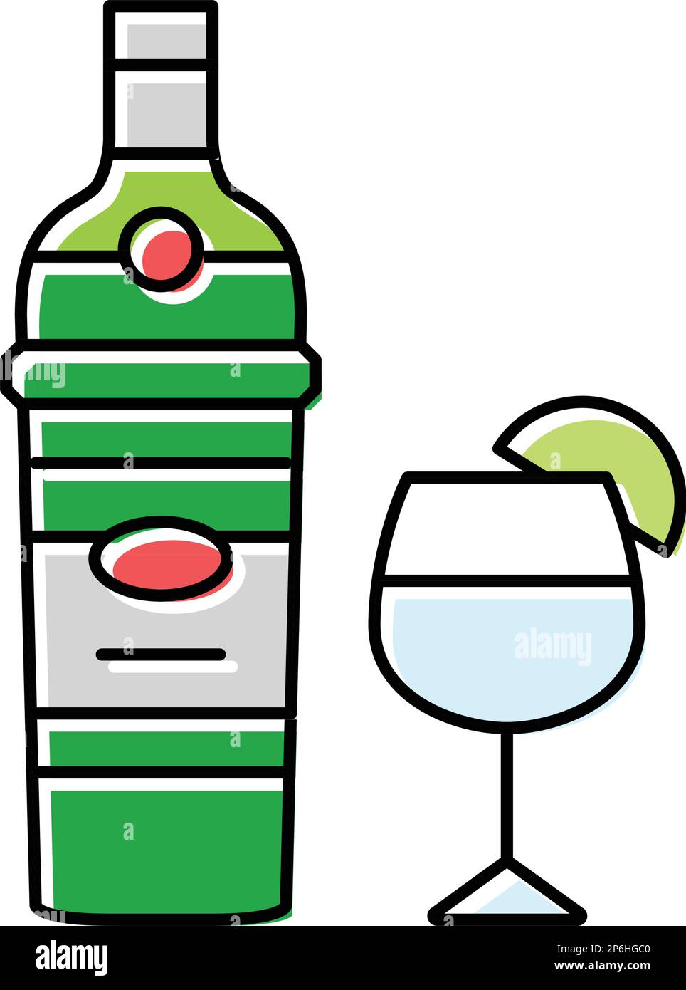 gin drink bottle color icon vector illustration Stock Vector Image ...
