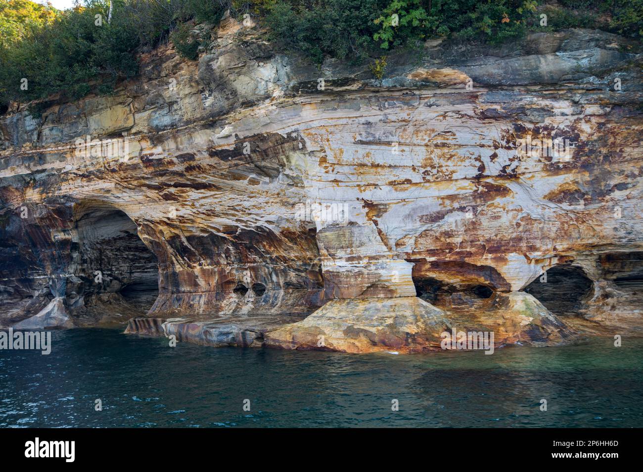 Munising, Michigan. Pictured Rocks National Lakeshore on Lake Superior ...