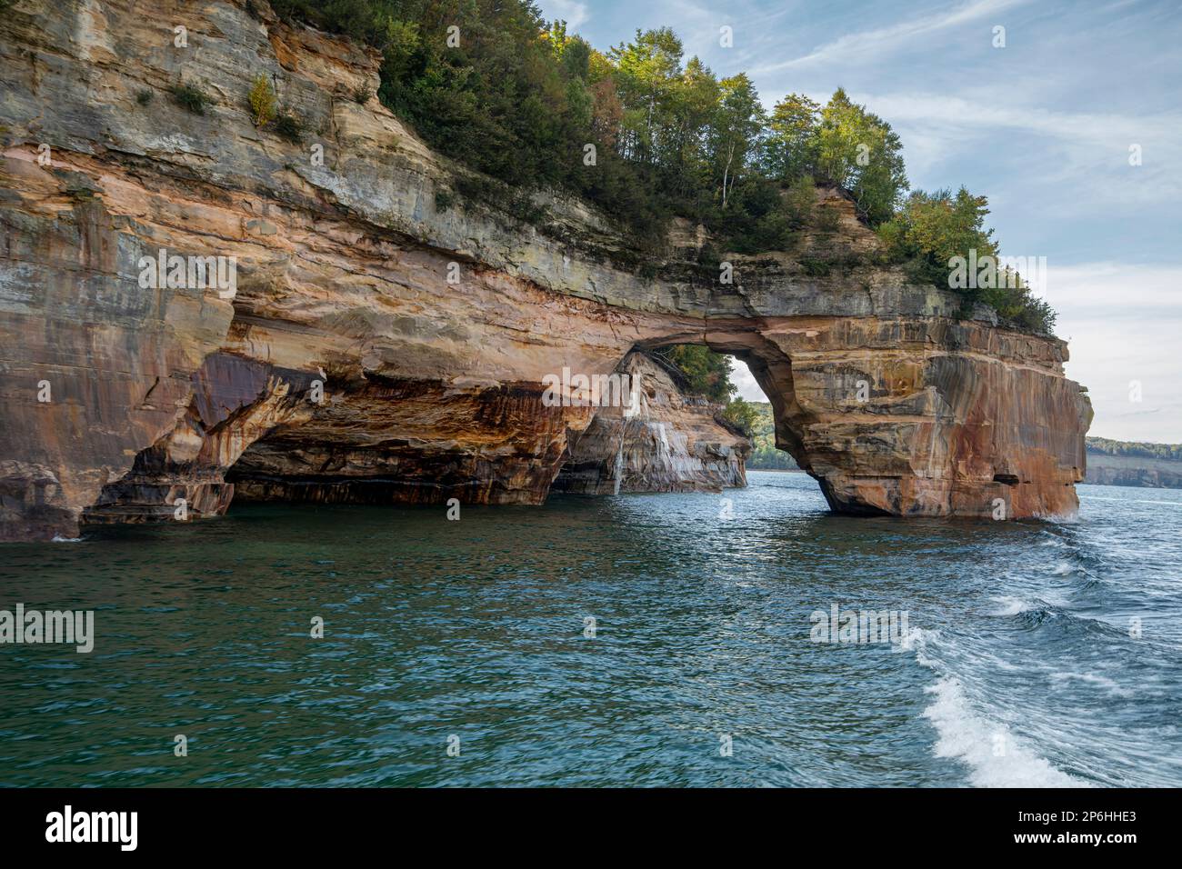Munising, Michigan. Pictured Rocks National Lakeshore on Lake Superior ...