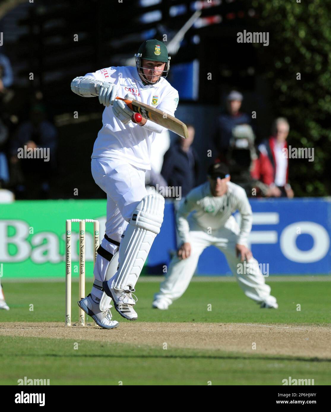 South Africa's Graeme Smith bats against New Zealand on the fourth day ...