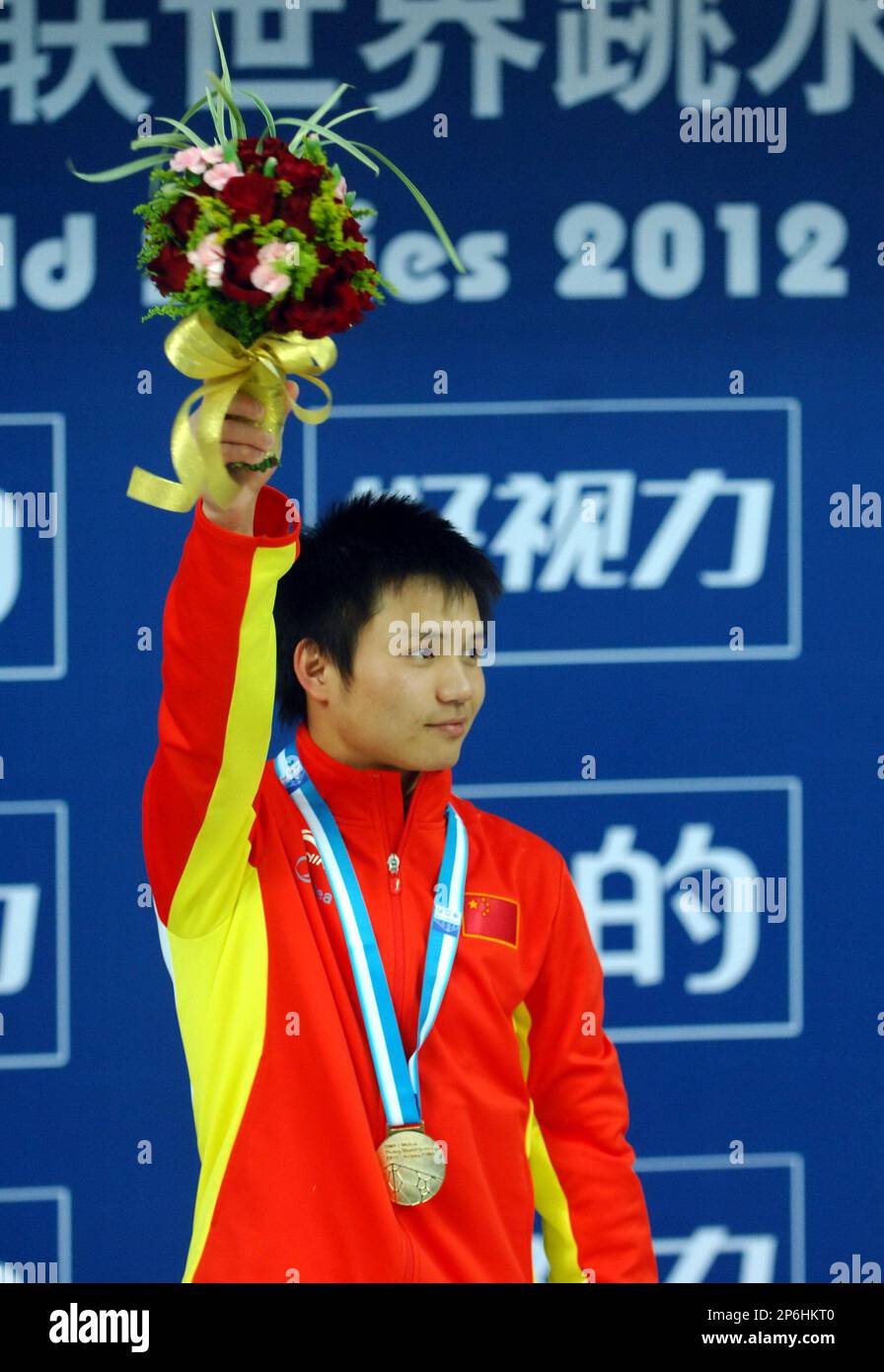 Mar 24, 2012; Beijing, CHINA; Gold medalist Qiu Bo of China poses for ...