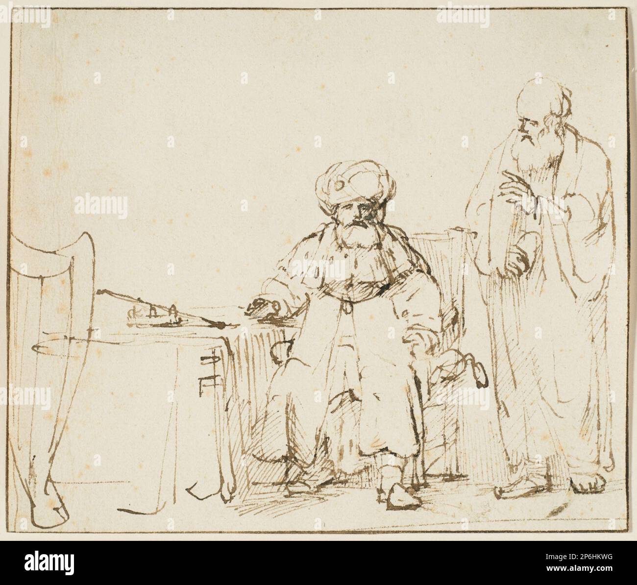 Rembrandt van Rijn, Nathan Admonishing David, c. 1652–53, pen and brown ...