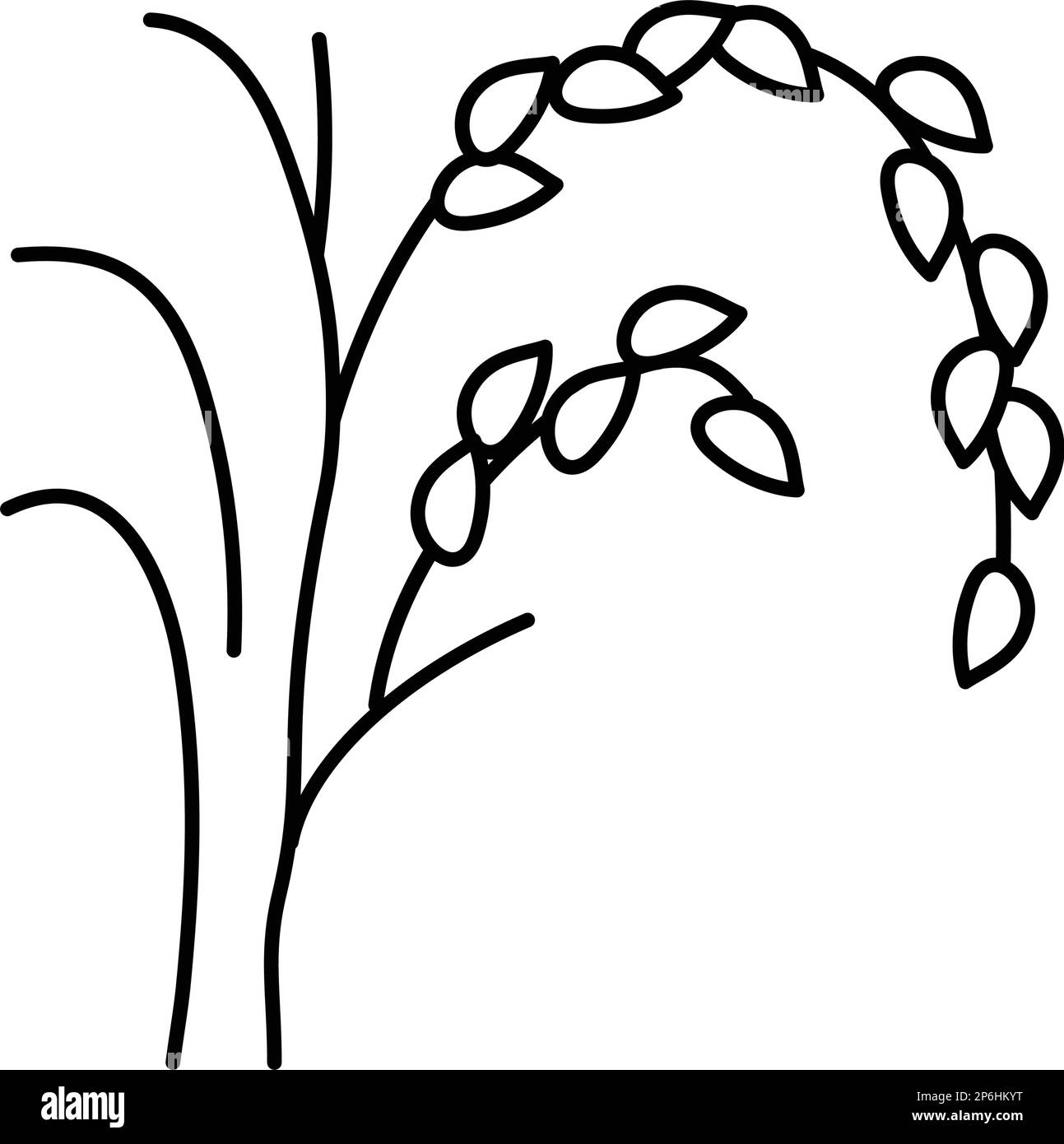 rice plant healthy line icon vector illustration Stock Vector Image ...