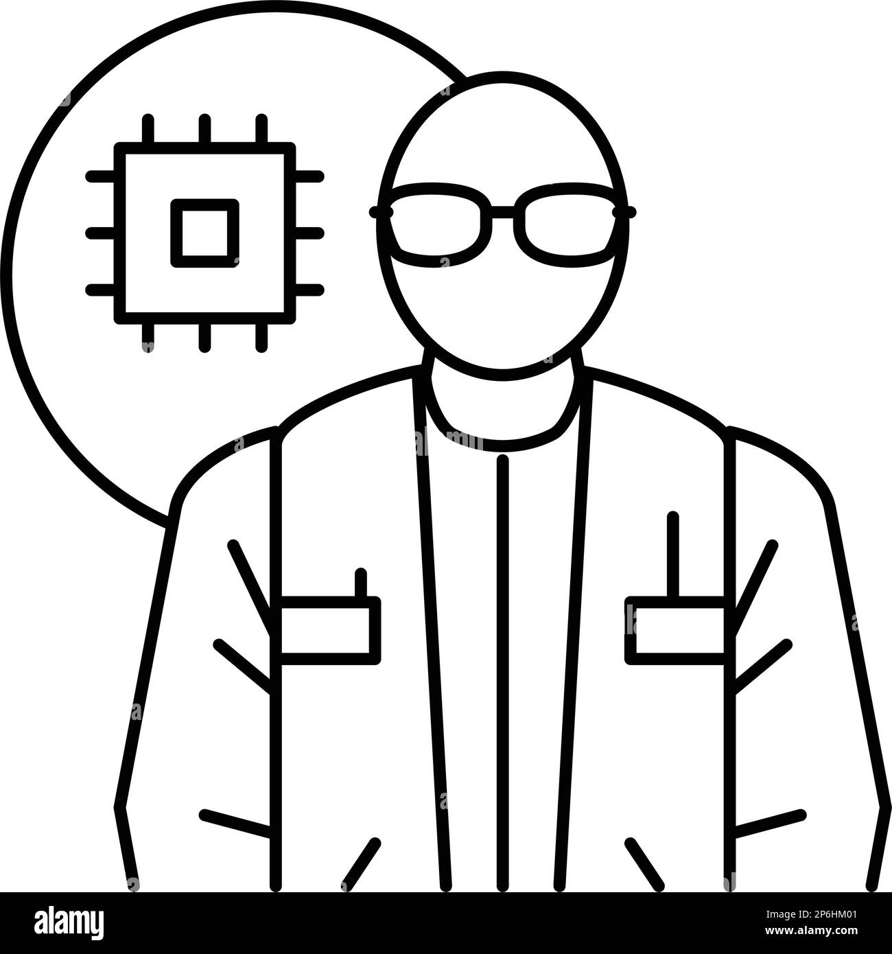 electronics engineer worker line icon vector illustration Stock Vector ...