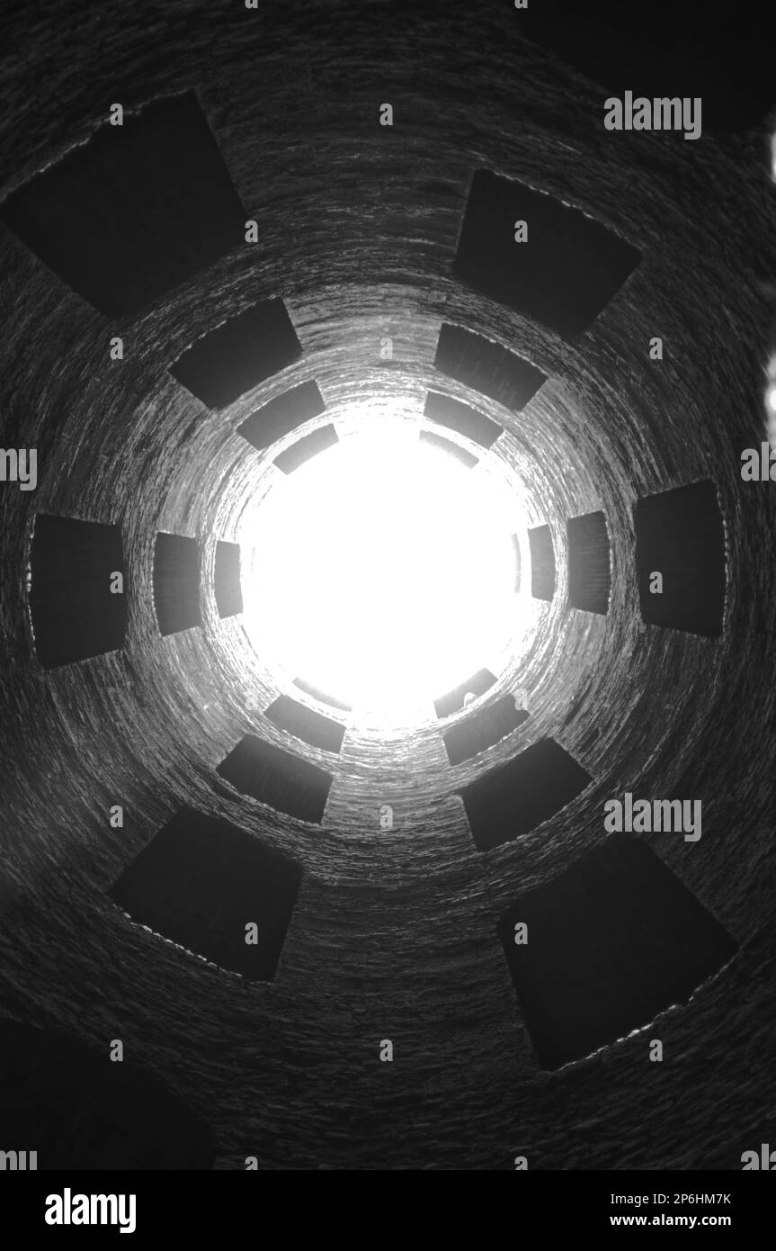 Saint Patrick well; Orvieto, Italy. The central well shaft with two ...