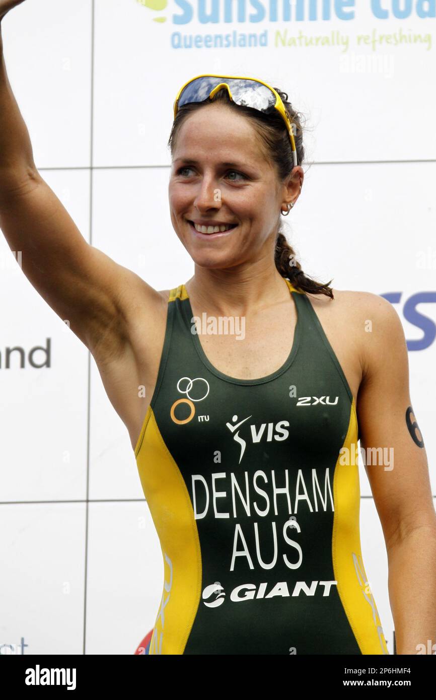 Erin Densham, of Australia, wins the Mooloolaba Triathlon ITU World Cup ...
