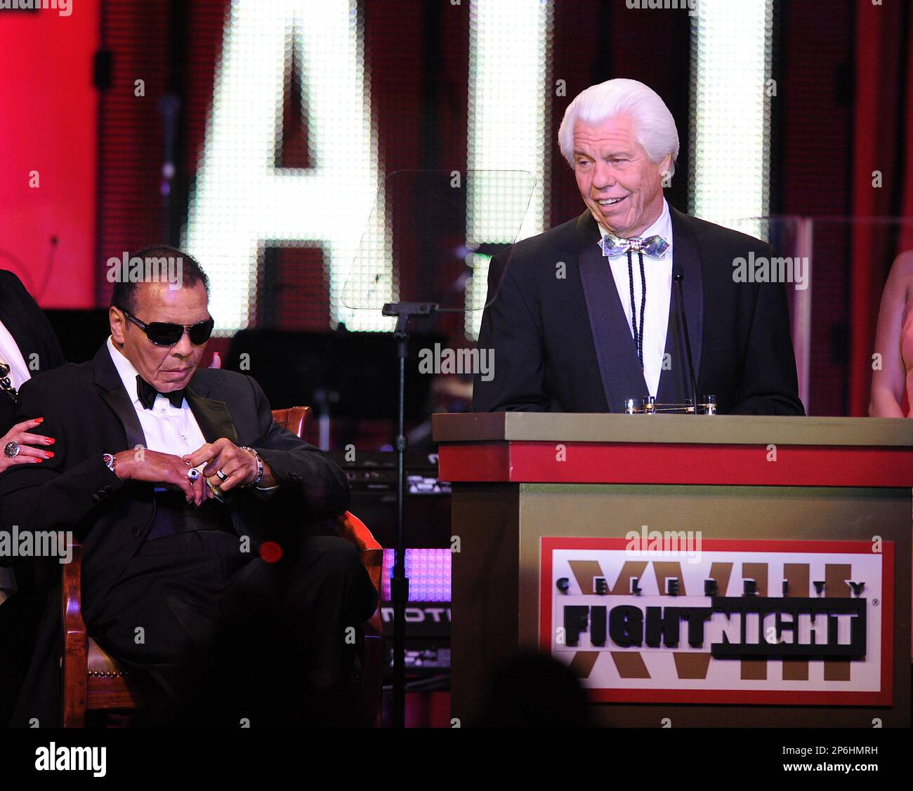 PHOENIX, AZ - March 24: Muhammad Ali and Bill Austin, CEO and founder of Starkey Labs at ...