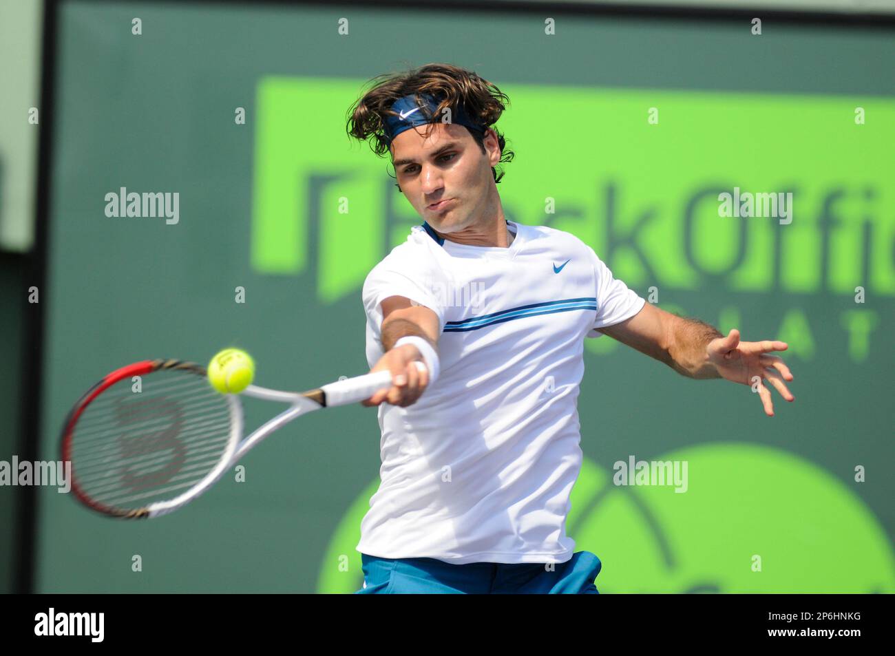 Mar 24, 2012; Roger Federer 3 (SUI) in action against Ryan Harrison ...