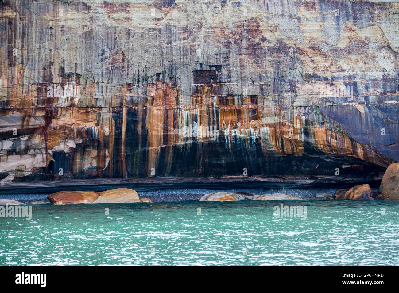 Munising, Michigan. Pictured Rocks National Lakeshore on Lake Superior ...