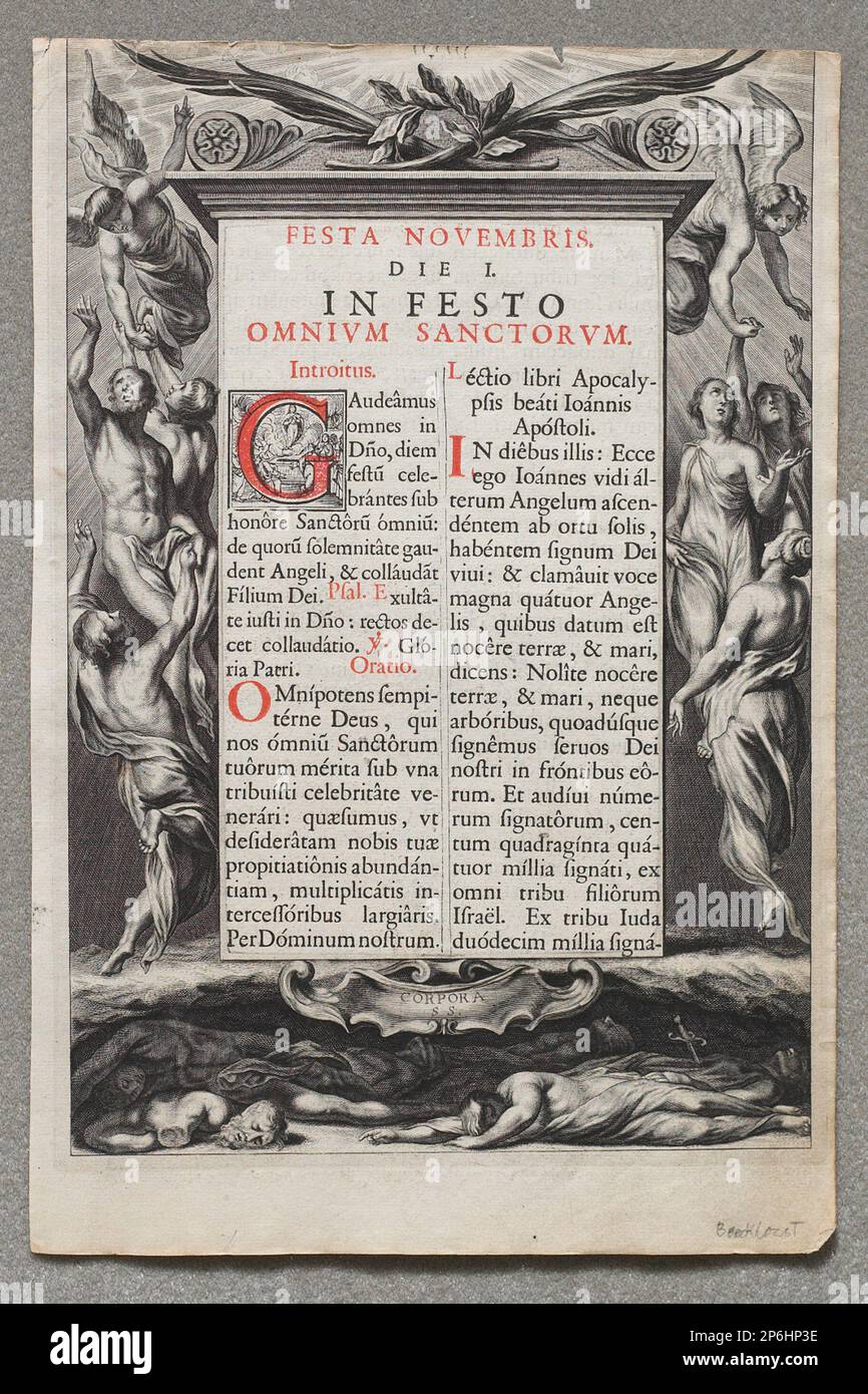 Jan Boeckhorst, In Festo Omnium Sanctorum, c. 1650s, engraving Stock ...
