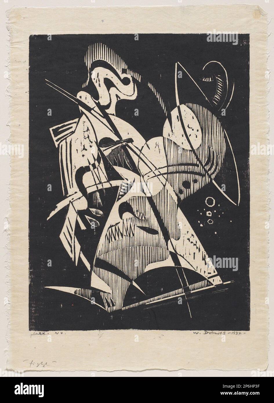 Werner Drewes, Composition 8 from It Can't Happen Here, 1934, woodcut ...