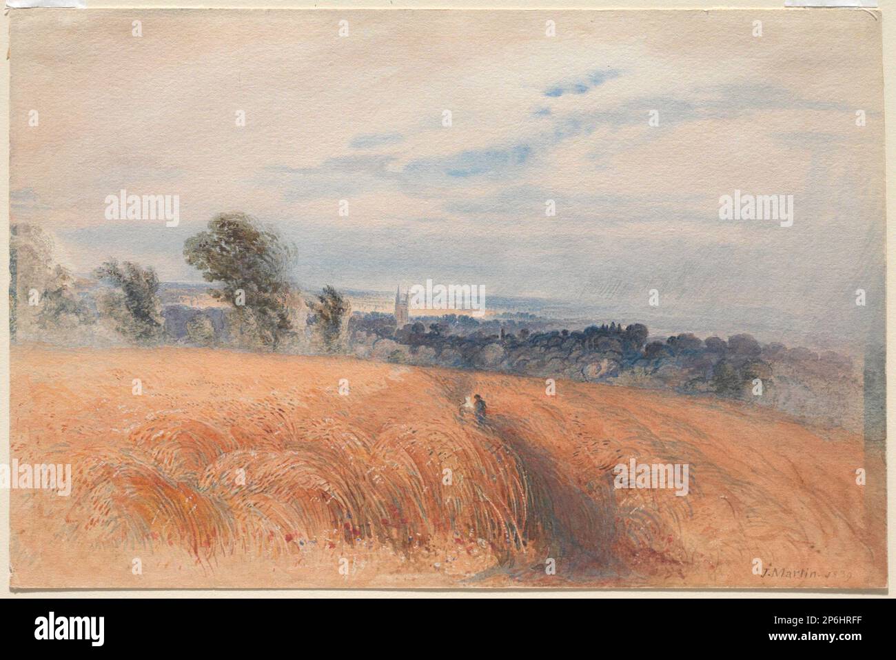John Martin, Two Figures Crossing a Wheatfield, 1839, watercolor on ...