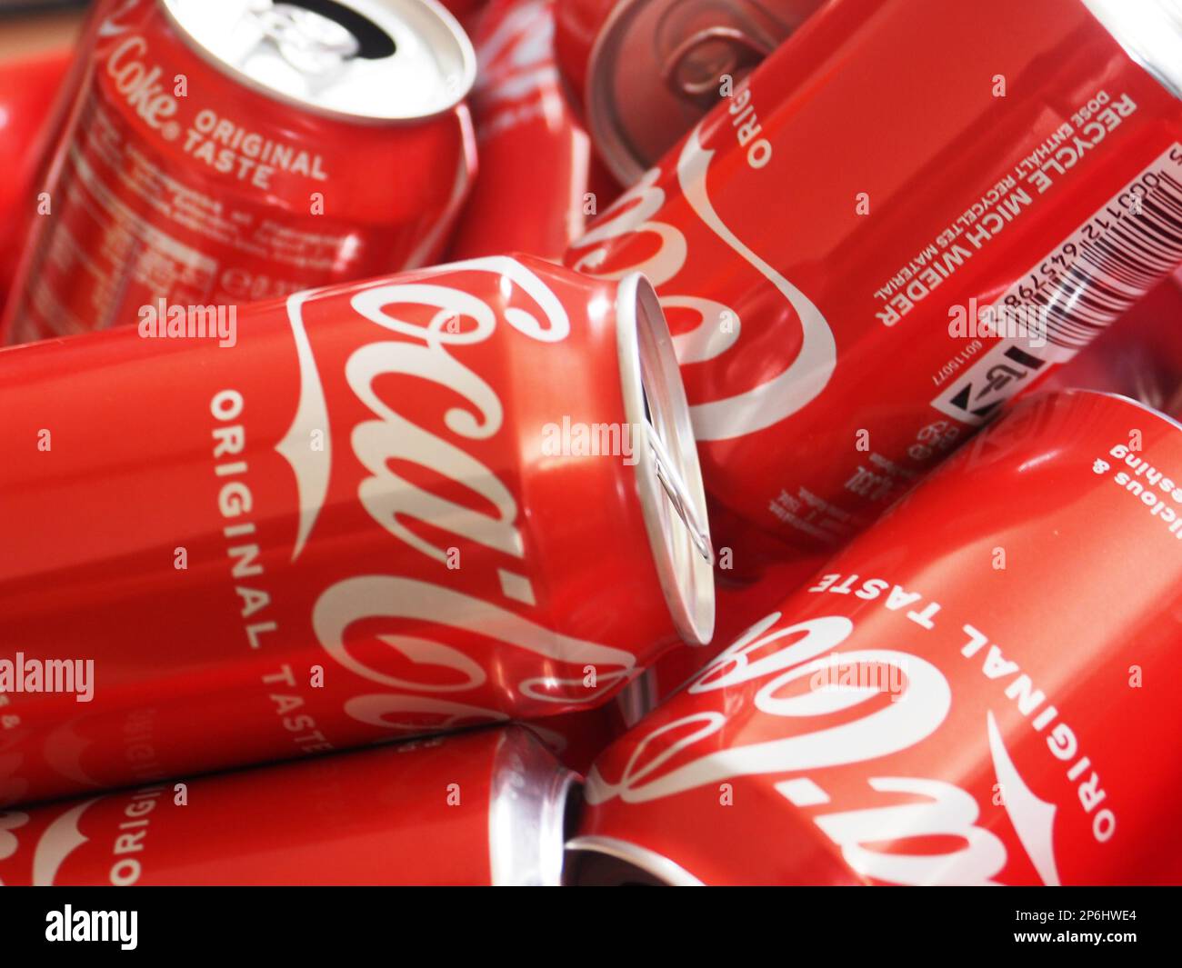 In this photo illustration, empty Coca-Cola cans seen displayed Stock ...