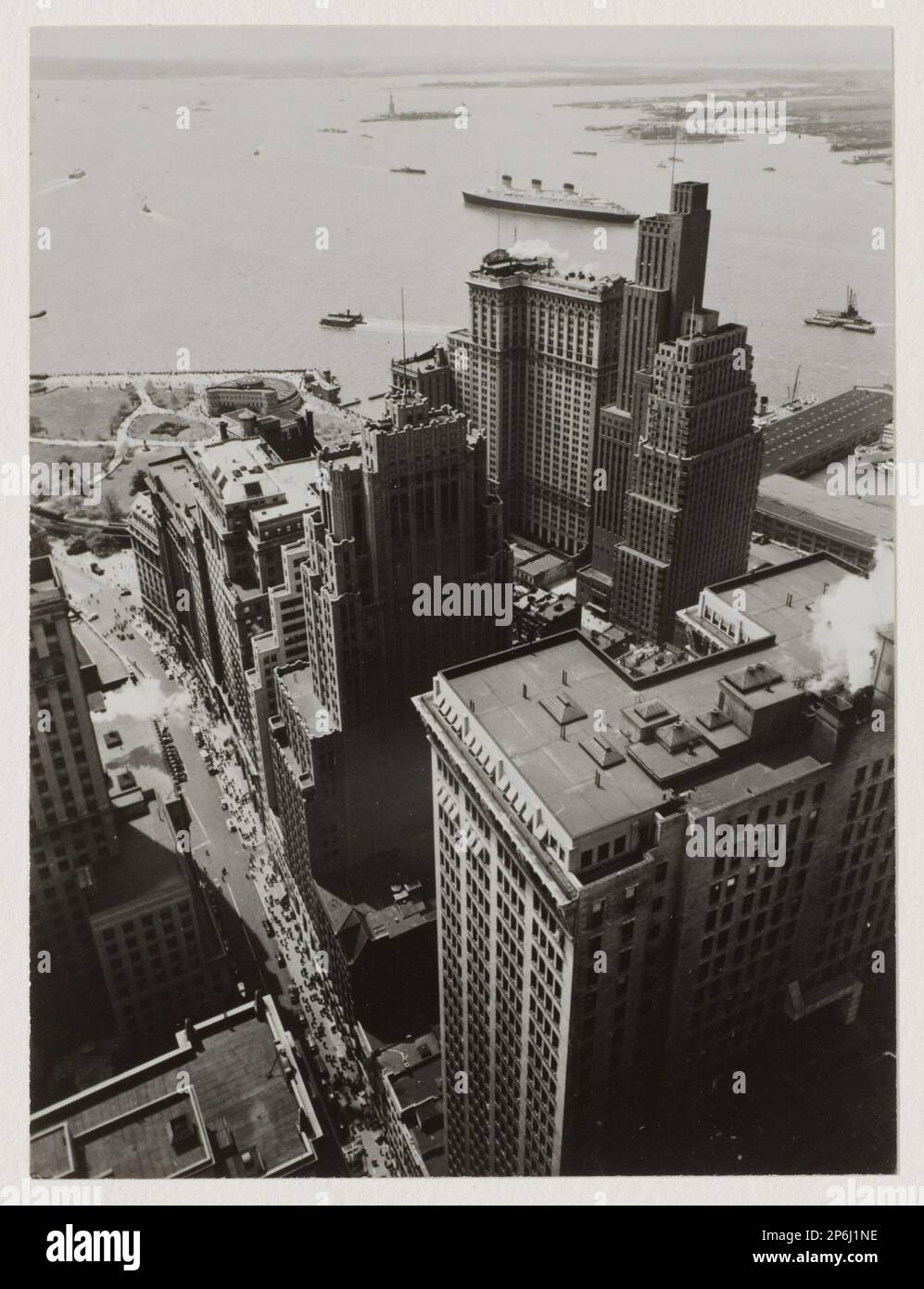 Berenice Abbott, Broadway to the Battery, from the Roof of Irving Trust ...
