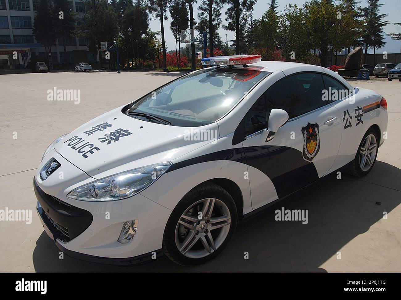 A sports car was used as police car patrol on the street in Liangshan ...