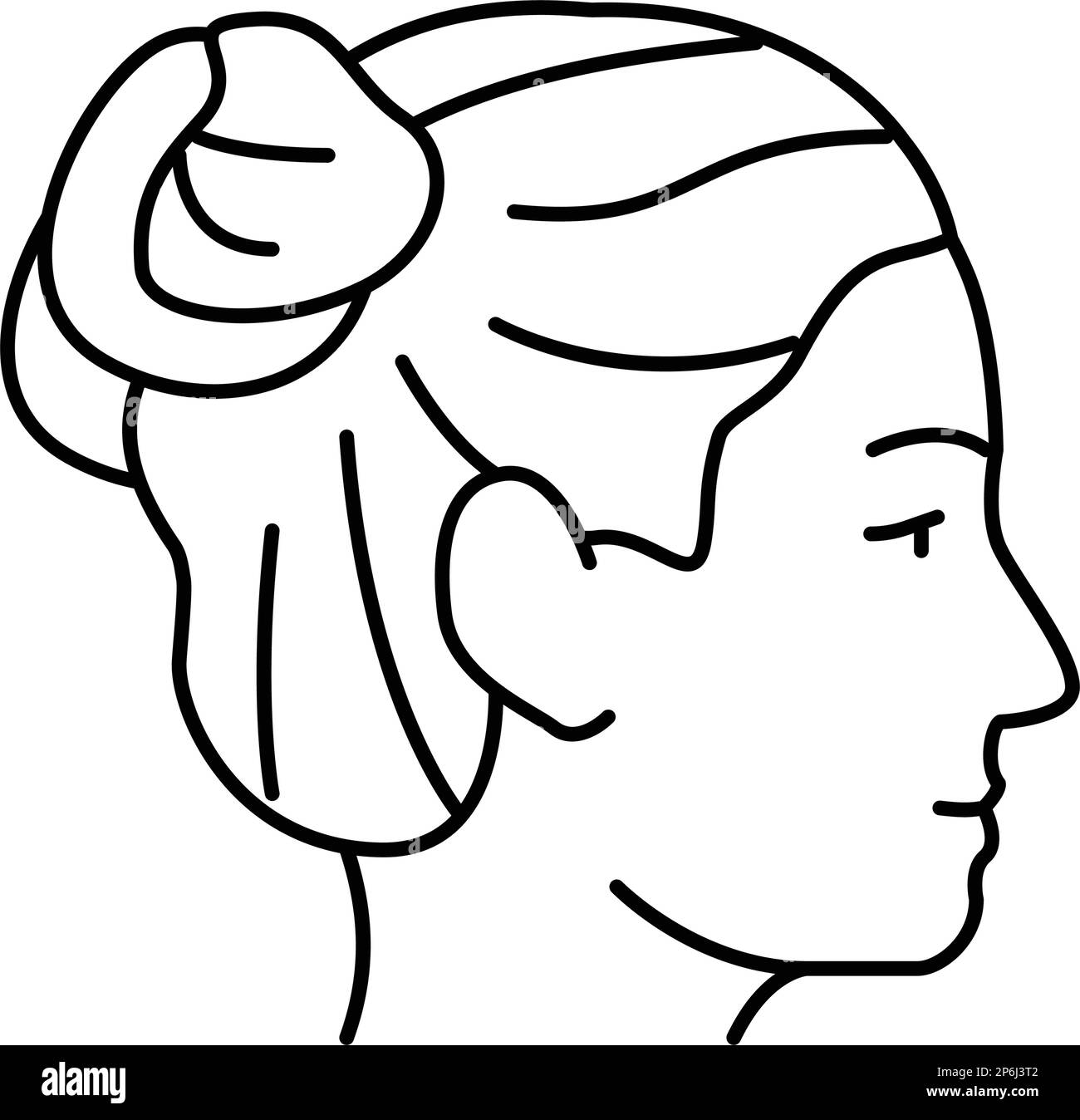 double buns hairstyle female line icon vector illustration Stock Vector ...