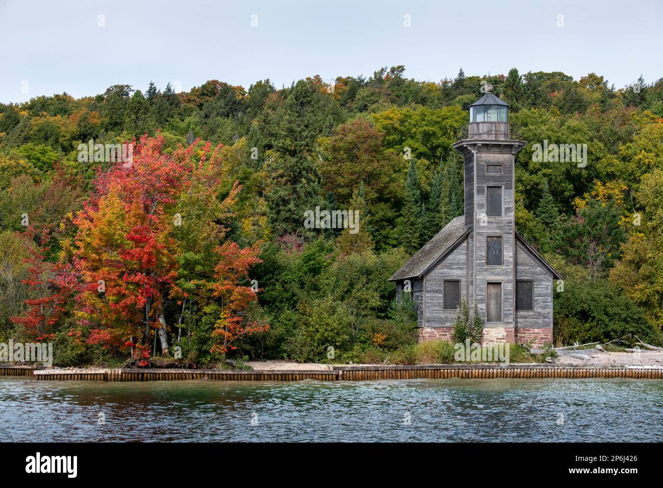 Michigan; The Grand Island East Channel Lighthouse on Lake Superior. It ...