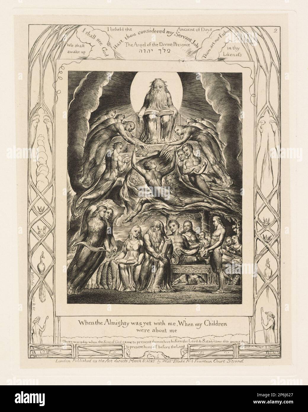 William Blake, Satan Before the Throne of God, 1825, engraving on chine ...