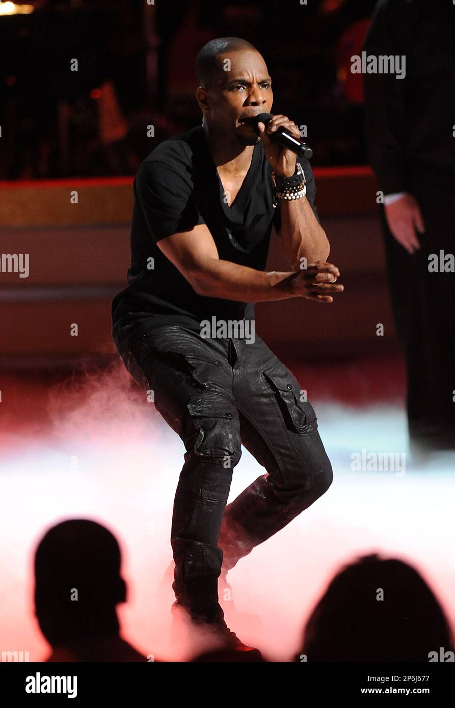 LOS ANGELES, CA - MARCH 16: Singer Kirk Franklin performs on the BET ...