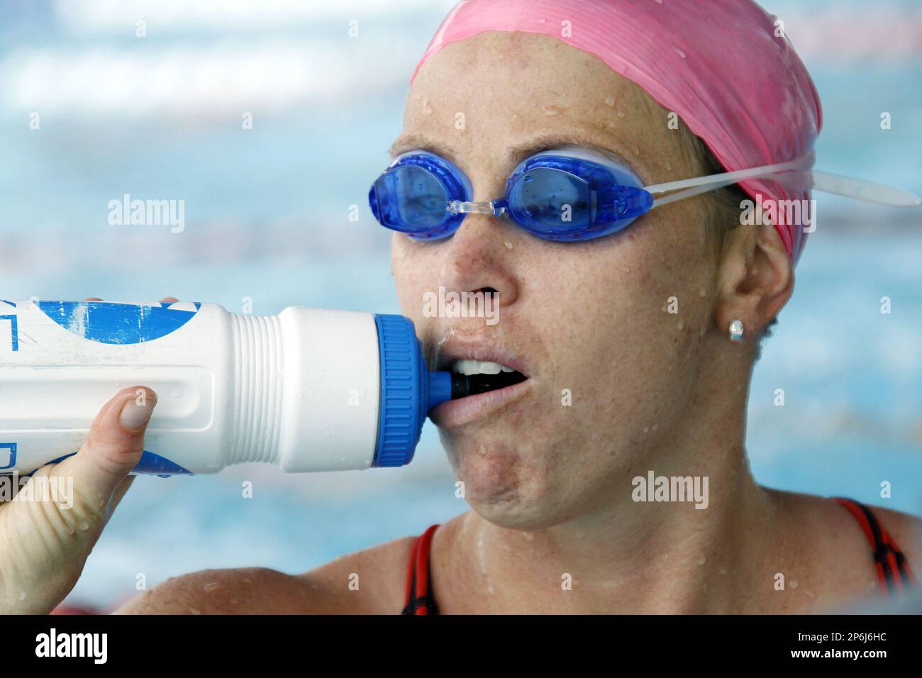 Anna Cleaver, of New Zealand, training at the Noosa Aquatic Center, on ...