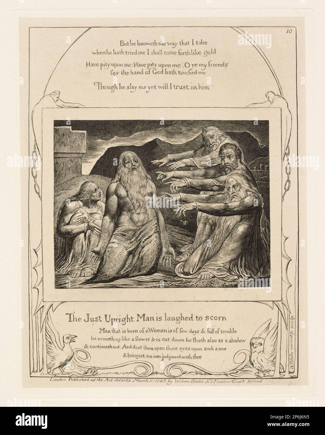 William Blake, Job Rebuked by His Friends, 1825, engraving on chine ...