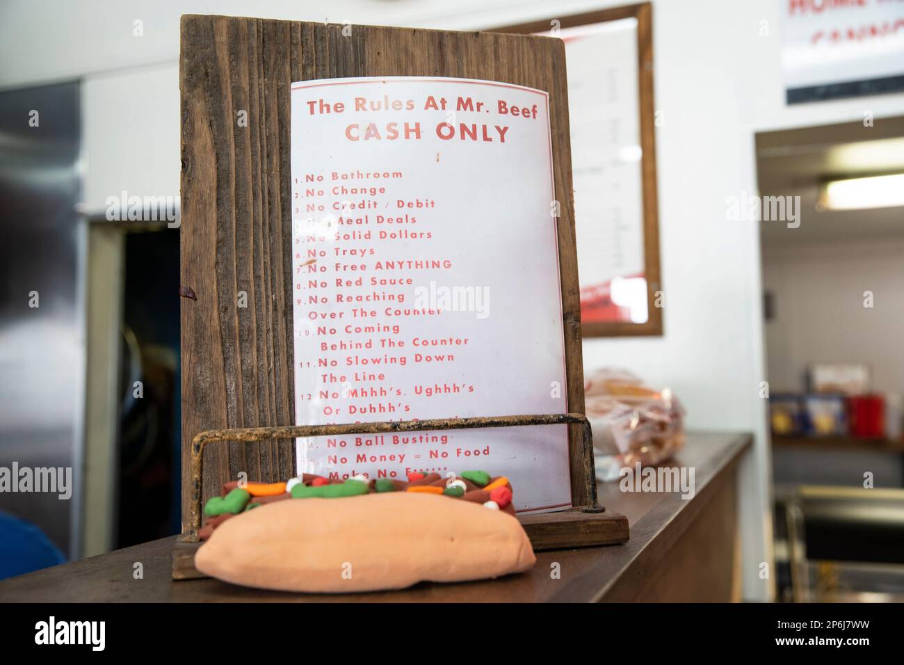 The rules of Mr. Beef are displayed in the shop, Monday, March 6, 2023 ...