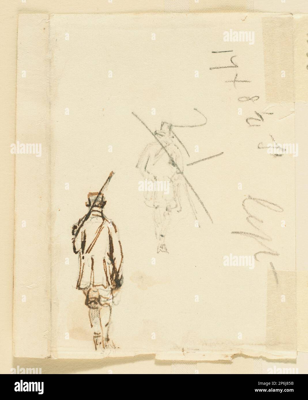 John Constable, Two Studies of a Shepherd, 1816, pen and brown ink over ...