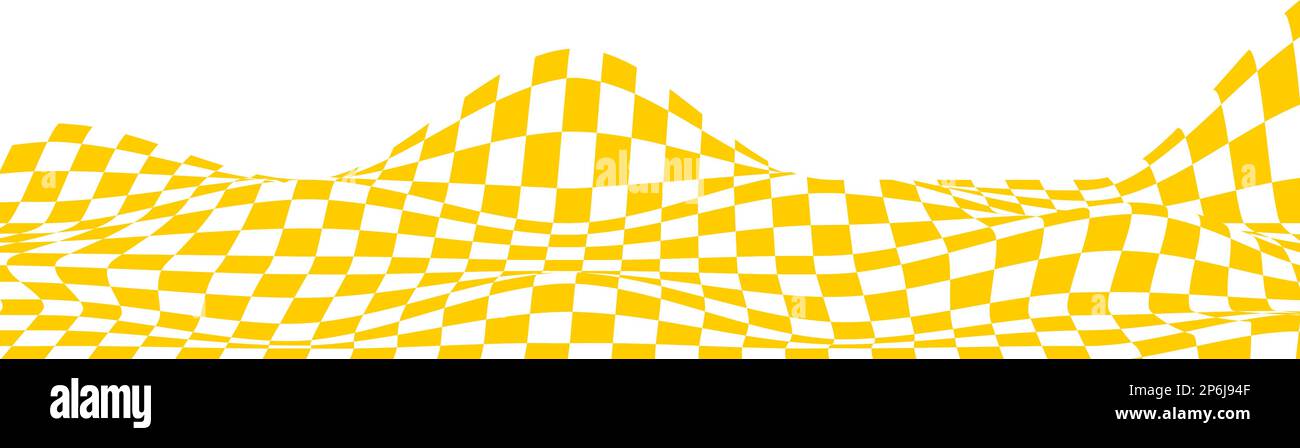 Waved checkered pattern background. Warped texture with orange and ...