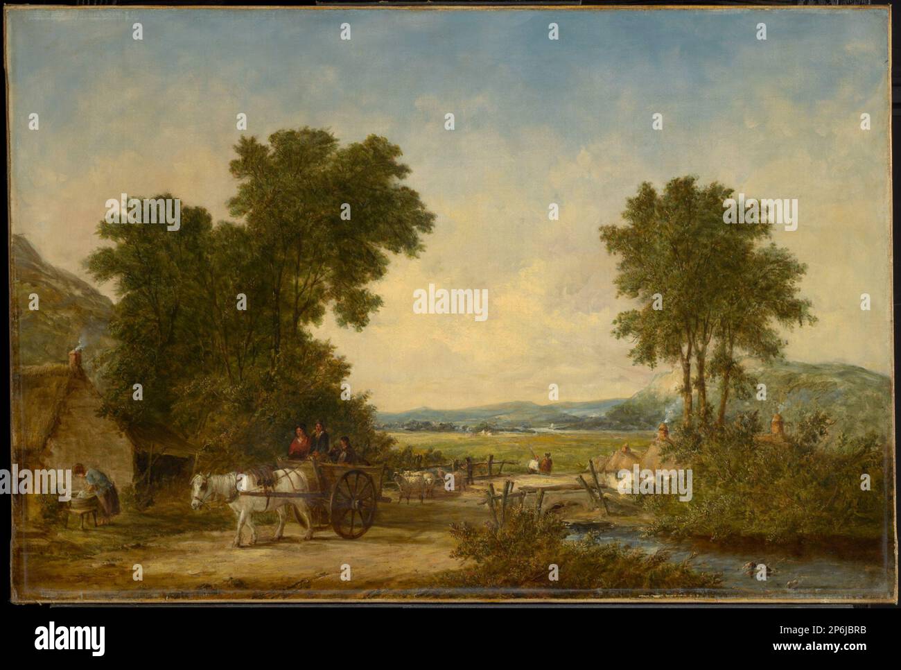 Alfred Vickers, Wooded Country Landscape with Figures in a Cart, c ...