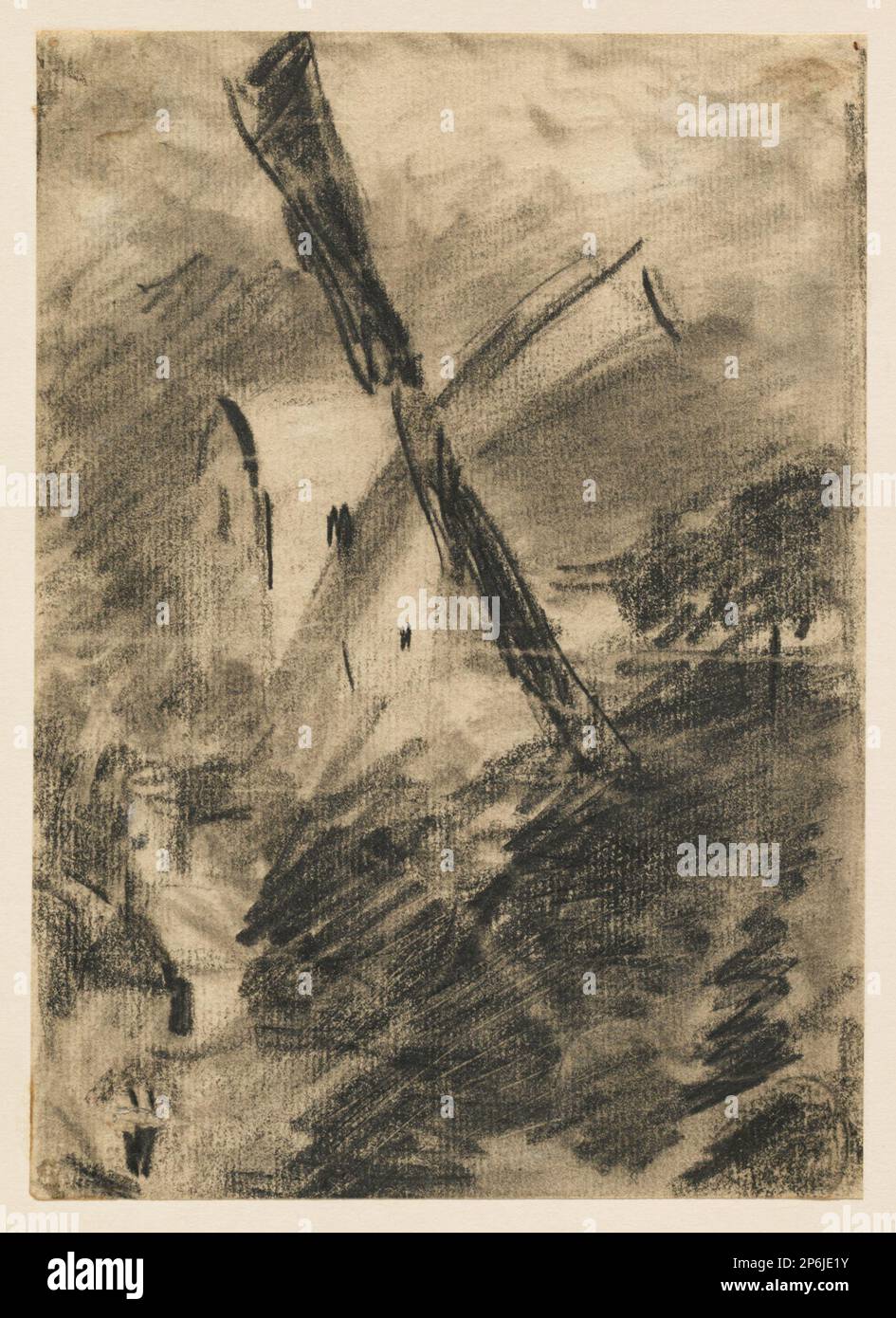 After John Constable, A Windmill, 19th century, graphite with stumping ...