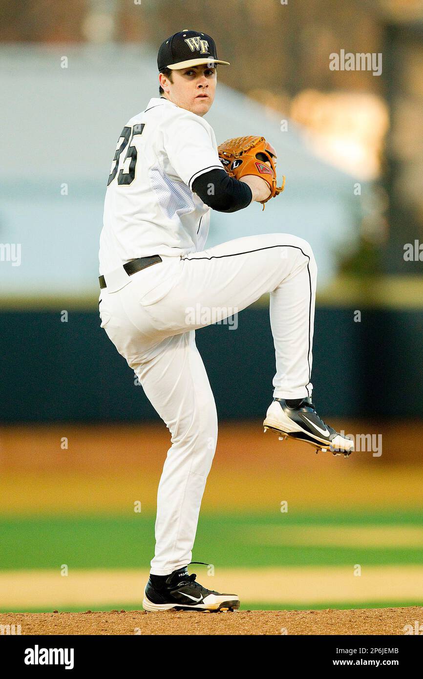 Wake Forest Demon Deacons starting pitcher Tim Cooney #35 in action ...