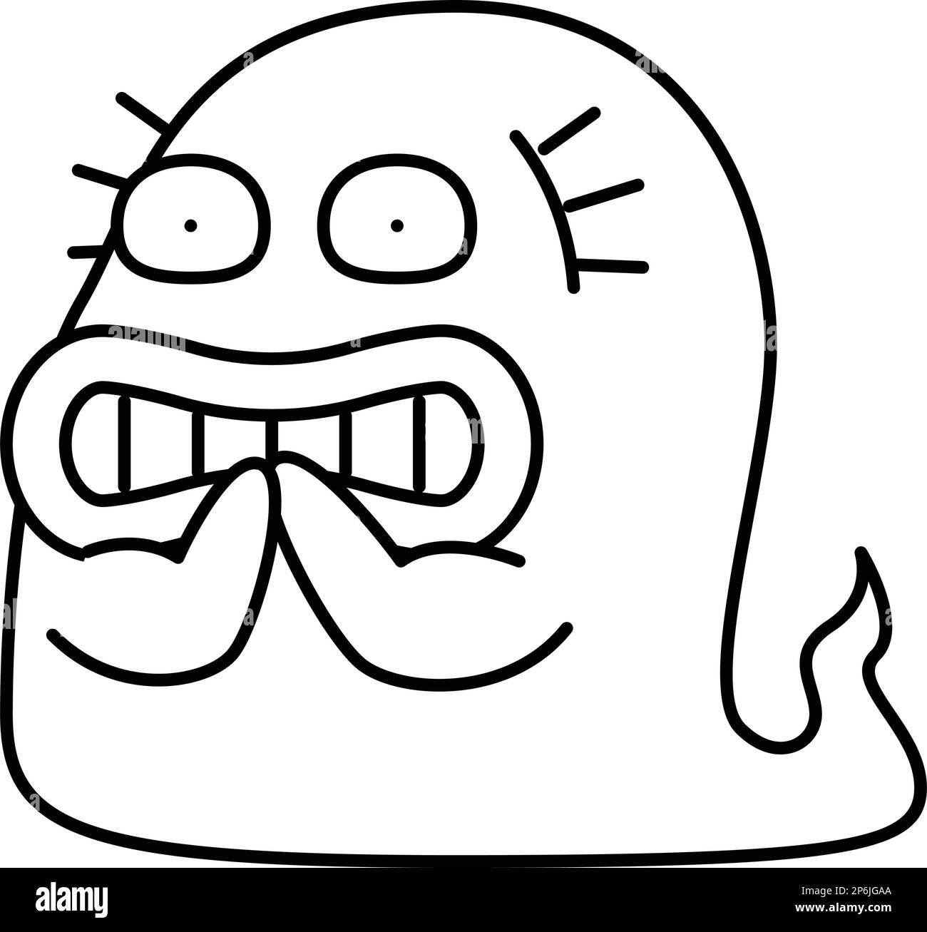 scary monster cute line icon vector illustration Stock Vector Image ...