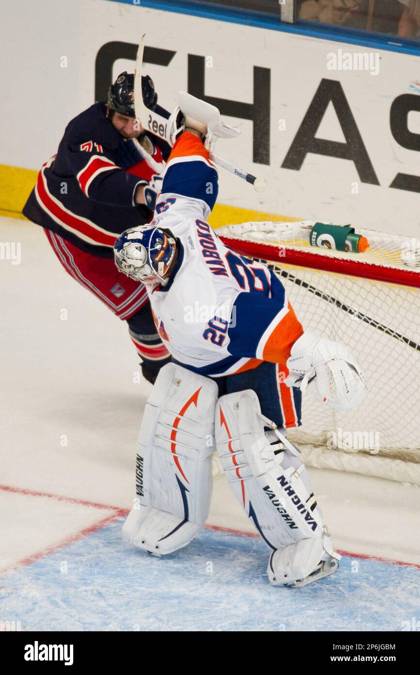 March 11, 2012: New York Rangers left wing Mike Rupp (71) takes a high ...