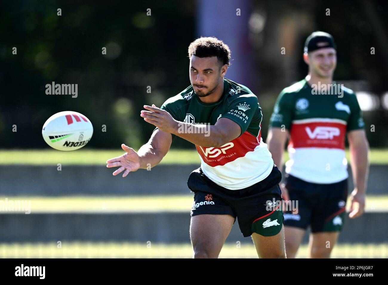 Isaiah Tass during a South Sydney Rabbitohs NRL training session at Redfern Oval in Sydney ...