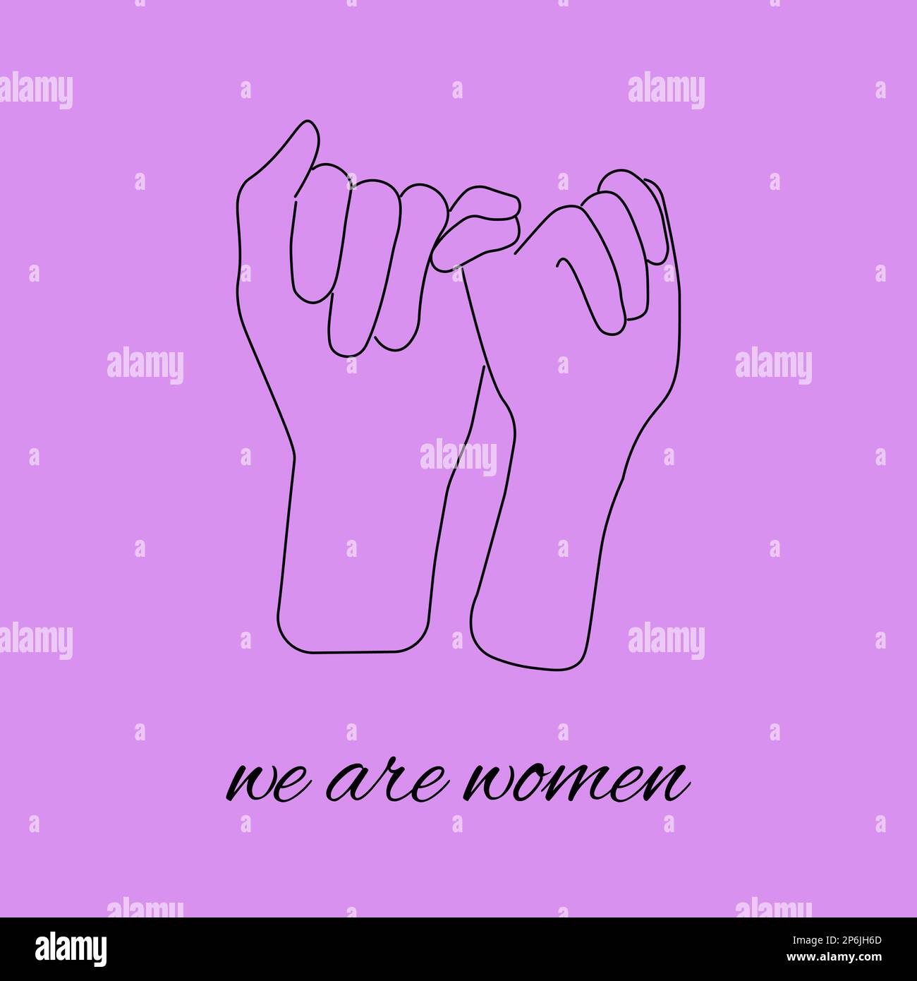 Woman hand feminism in trendy style one line. Trendy vector ...