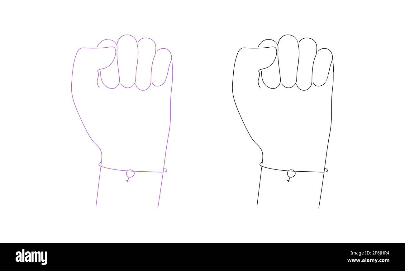 Woman hand feminism in trendy style one line. Trendy vector ...