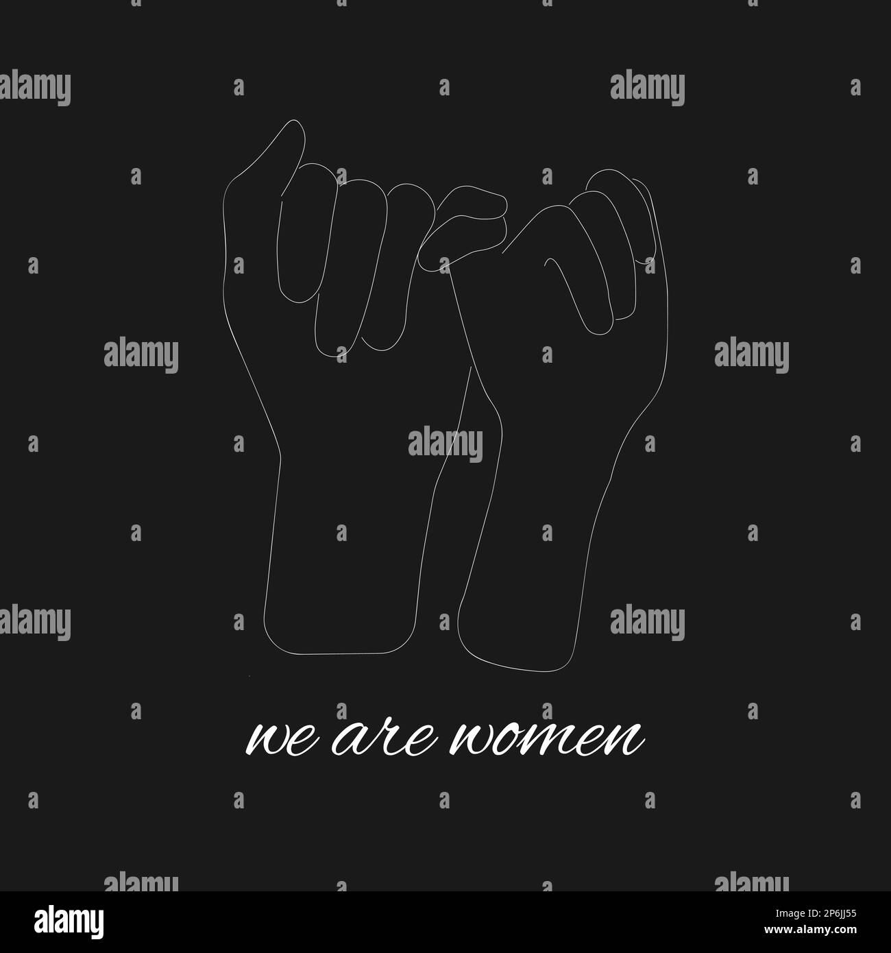 Woman hand feminism in trendy style one line. Trendy vector ...