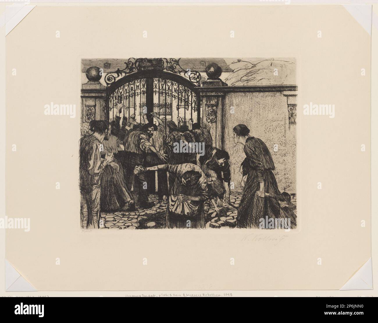 Käthe Kollwitz, Storming the Gate, 1898, etching on heavy cream wove ...
