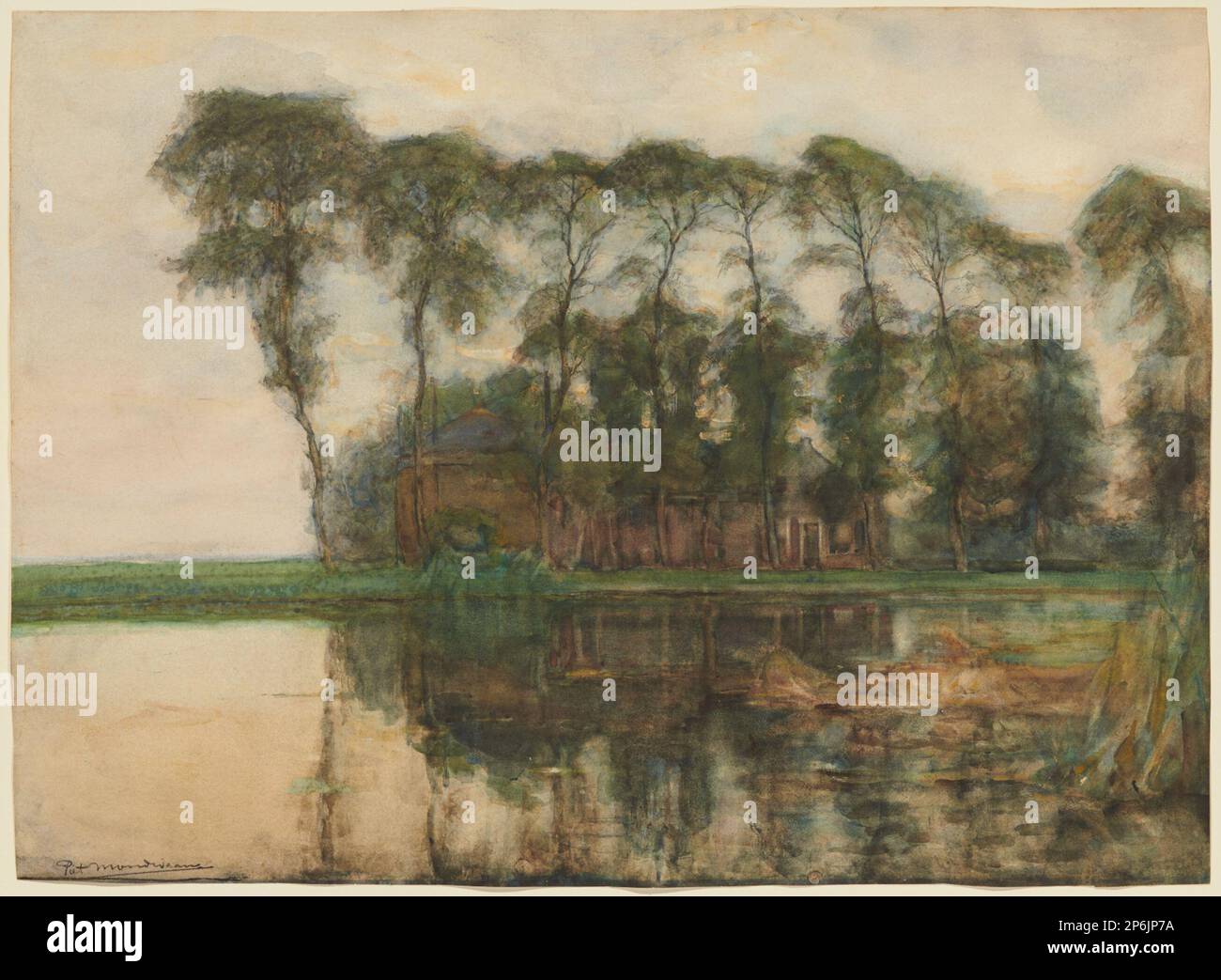 Piet Mondrian, Farmstead Along the Water Screened by Nine Tall Trees, c ...