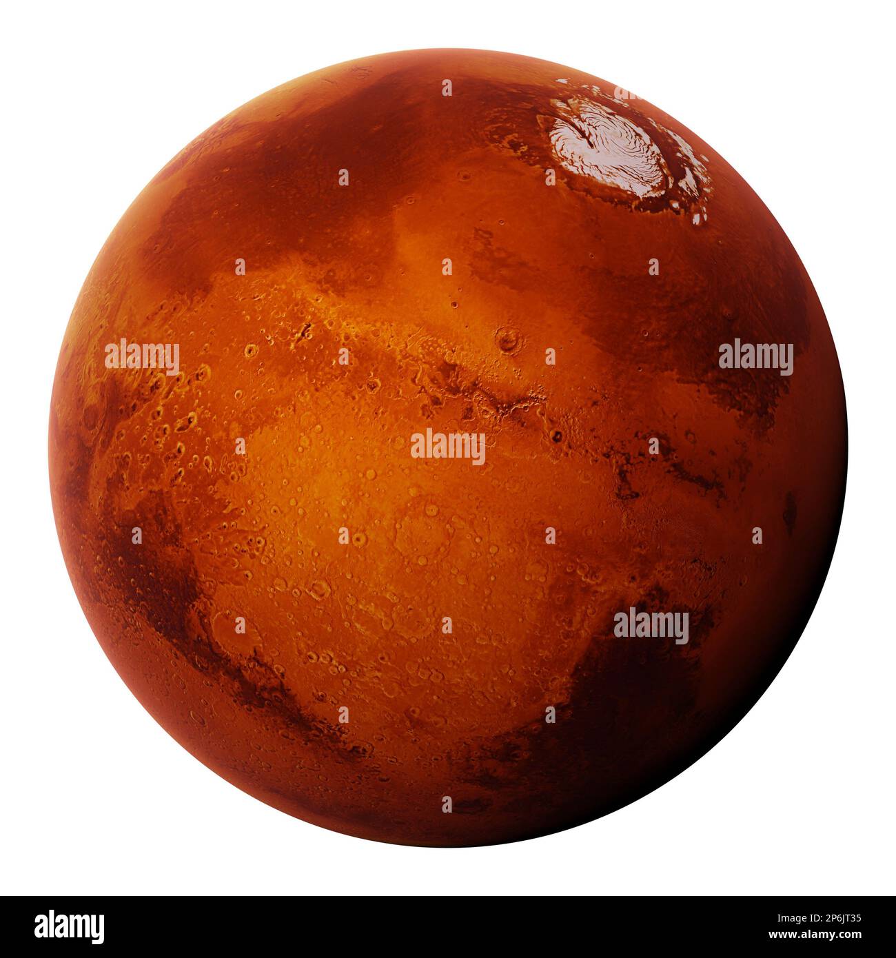 Mars, the red planet isolated on white background Stock Photo - Alamy