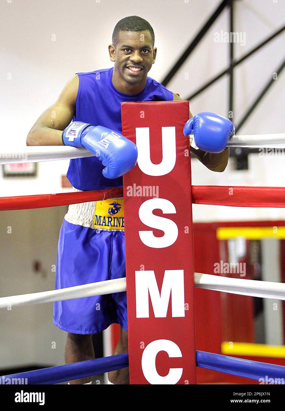 Marine Corps boxer Jamel Herring poses for a photo Thursday, March 8 ...