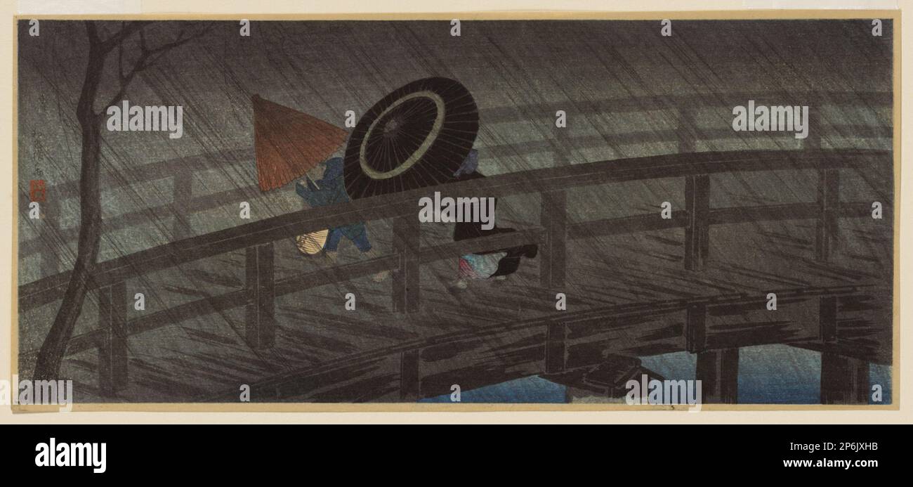 Takahashi Hiroaki, Night Shower at Izumi Bridge, c. 1924–27, color ...