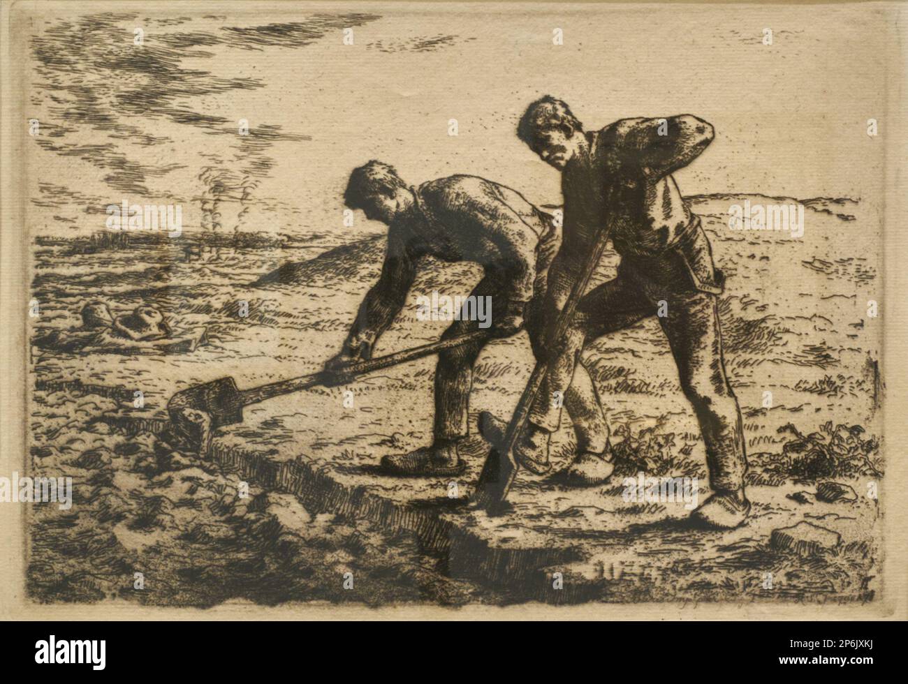 Jean-François Millet, The Diggers, 1855–56, Etching with drypoint on ...