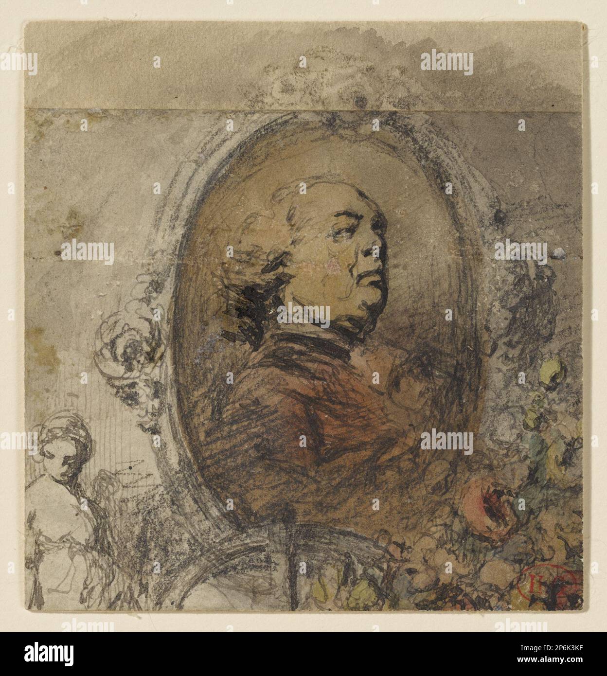 Henry Bonaventure Monnier, Self Portrait, c. 1873, pen/ink and graphite ...