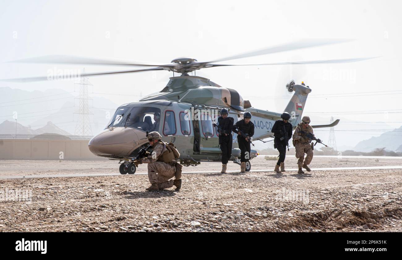 OMAN (February 23, 2023) – U.S. Marines assigned to Fleet Anti-Terrorism Security Team Central ...