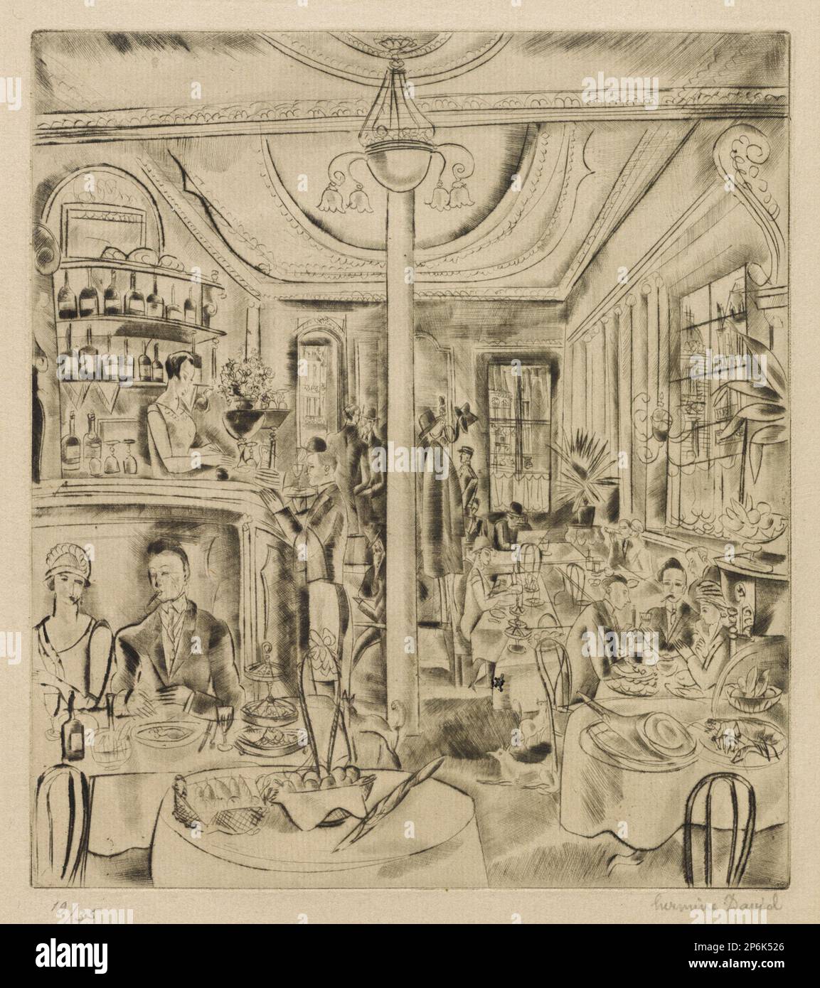 Hermine David, The Restaurant, 1927, drypoint on paper Stock Photo - Alamy