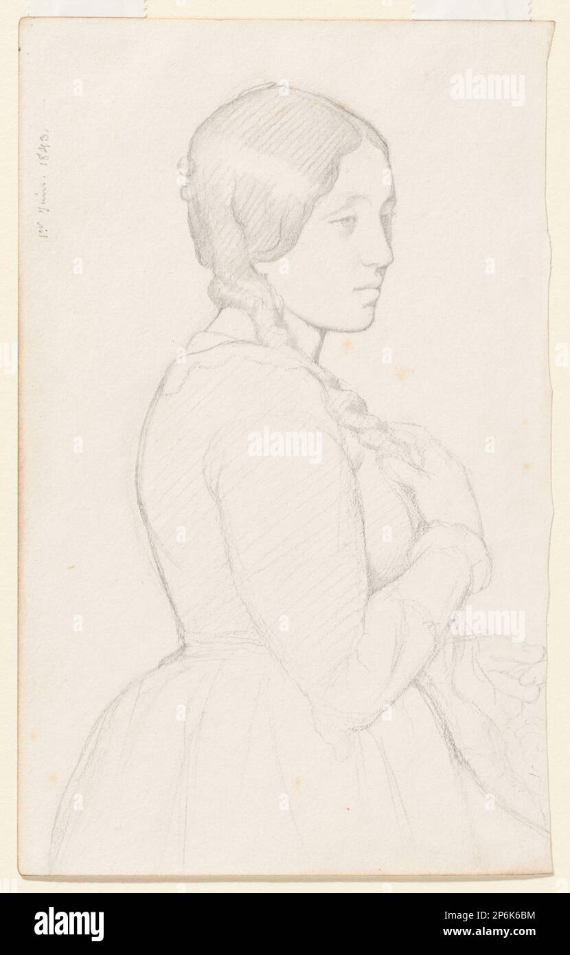 Paul Flandrin, Portrait of a Woman, 1843, Graphite on paper Stock Photo ...