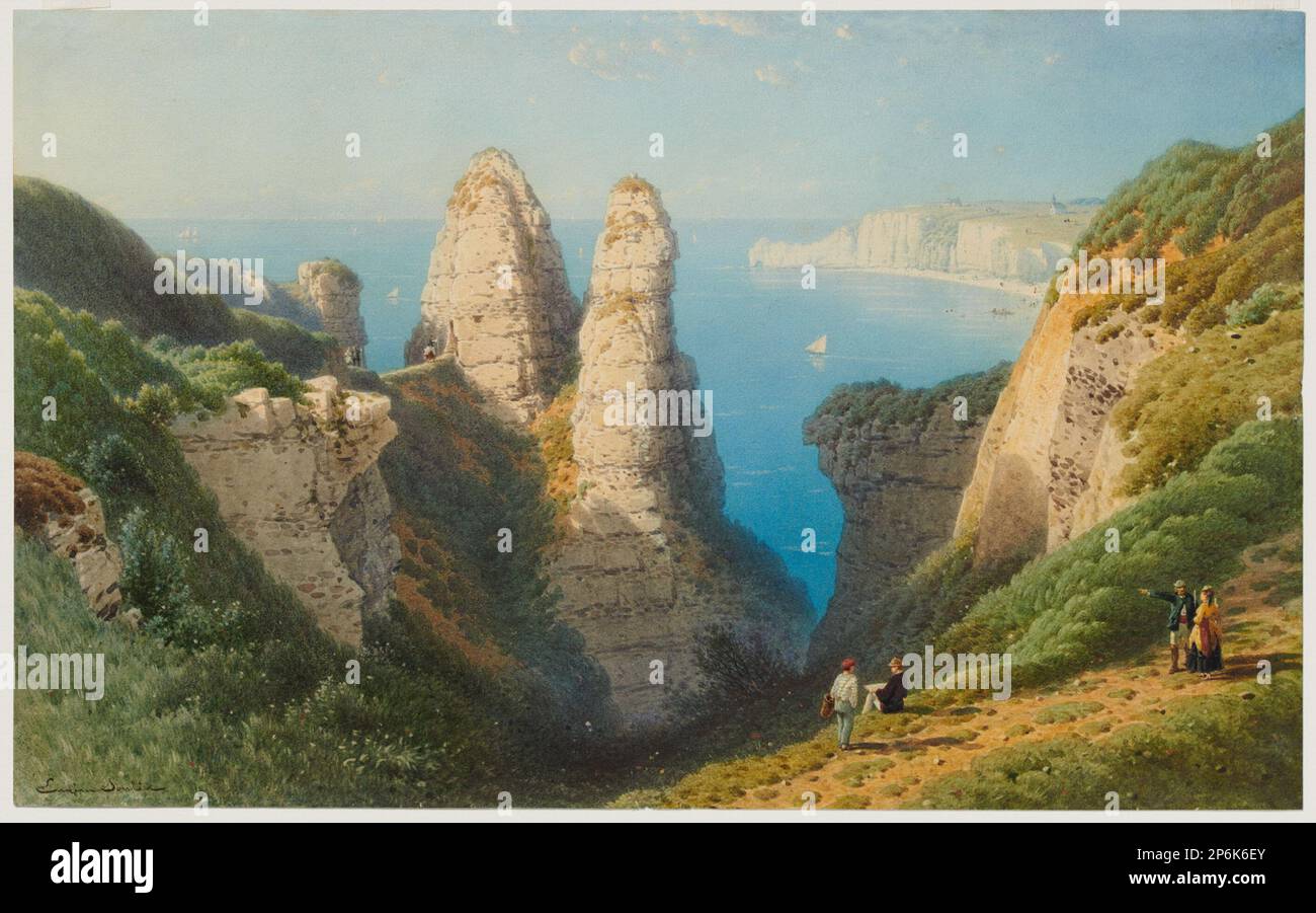 Eugène Edouard Soulès, View of Étretat, 19th century, Watercolor, over ...