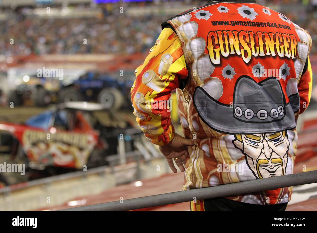 March 3, 2012: Monster truck Gunslinger driver Scott Hartsock in action ... March 3, 2012: Monster truck Gunslinger driver Scott Hartsock in action ...
